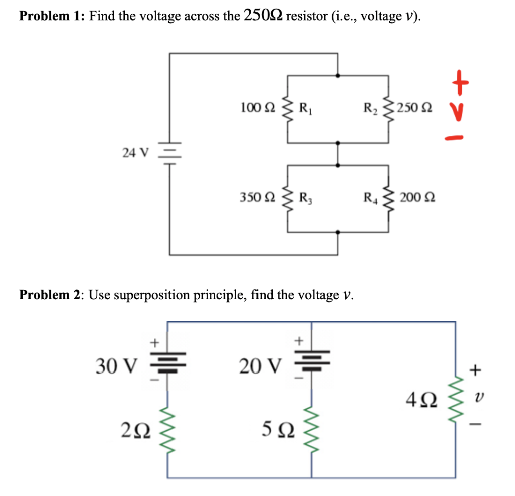 Solved Problem 1: Find the voltage across the 25012 resistor | Chegg.com