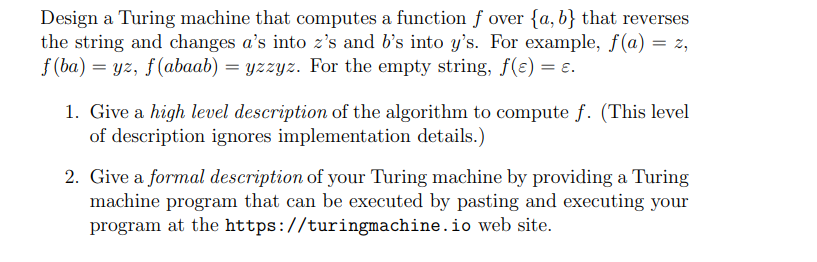 Solved Design a Turing machine that computes a function f | Chegg.com
