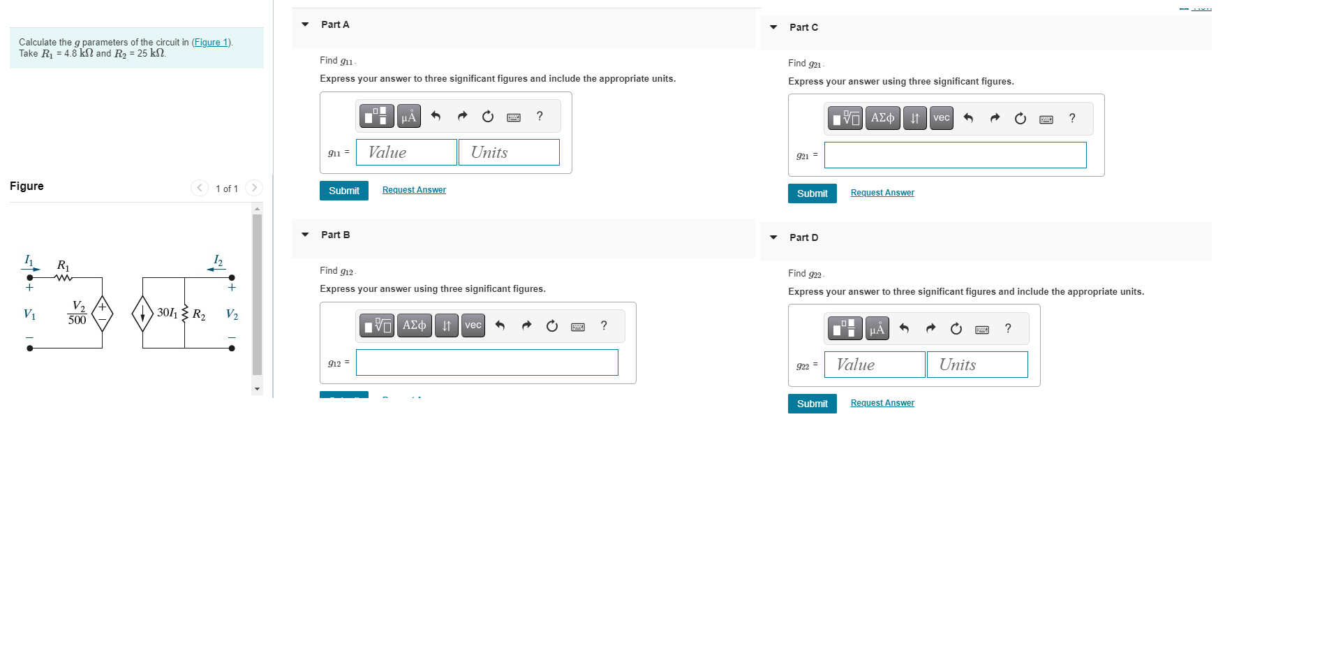 Solved Calculate the g ﻿parameters of the circuit in (Eigure | Chegg.com