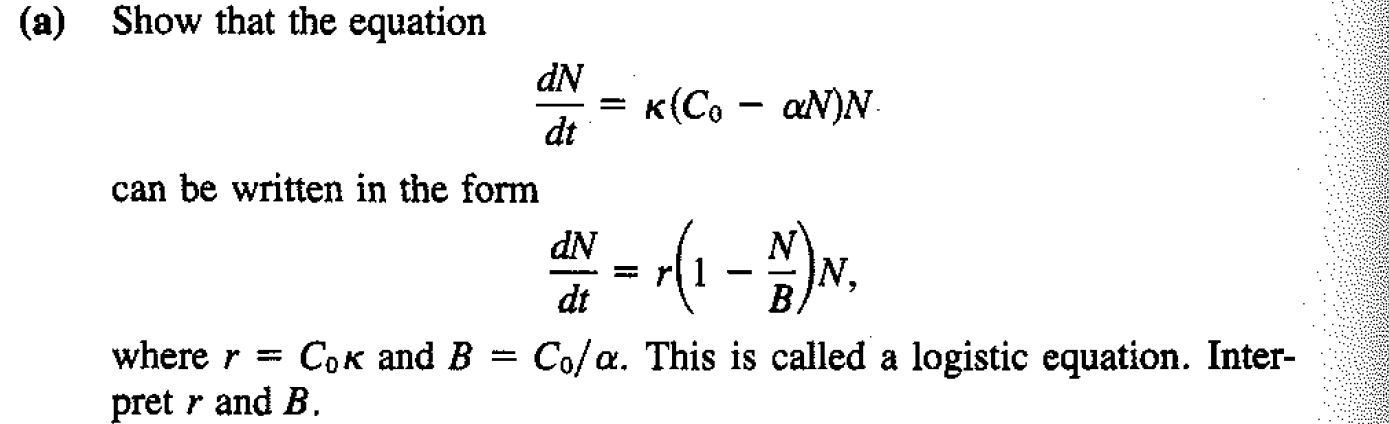 Solved (a) Show that the equation dtdN=κ(C0−αN)N can be | Chegg.com