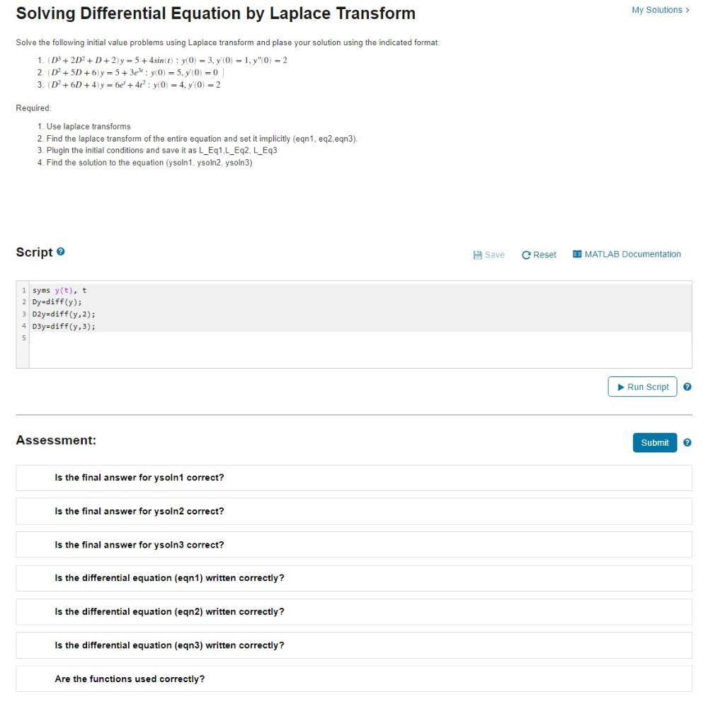 Solved Solving Differential Equation by Laplace Transform | Chegg.com