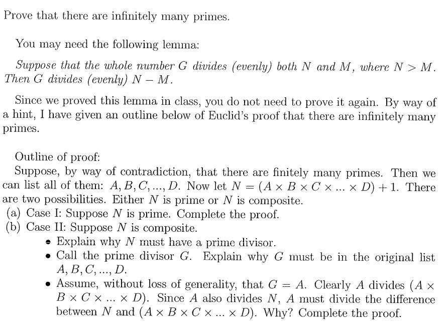 Solved Prove that there are infinitely many primes. You may | Chegg.com