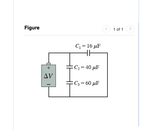 Solved ΔV=16 V What is the charge on each capacitor? Enter | Chegg.com
