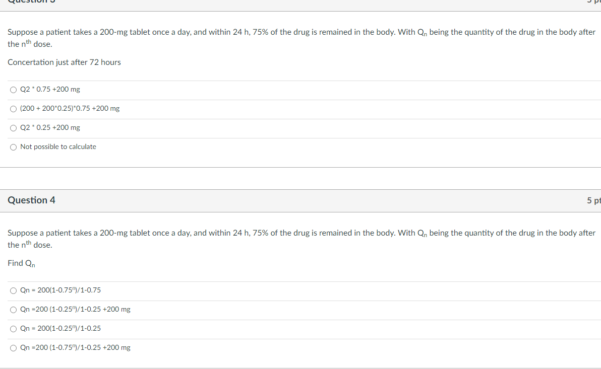 Solved Suppose a patient takes a 200−mg tablet once a day, | Chegg.com