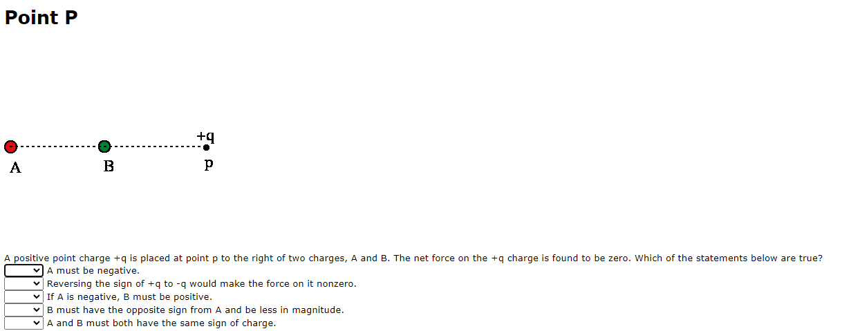 Solved Point P + O А B р A positive point charge + is placed | Chegg.com