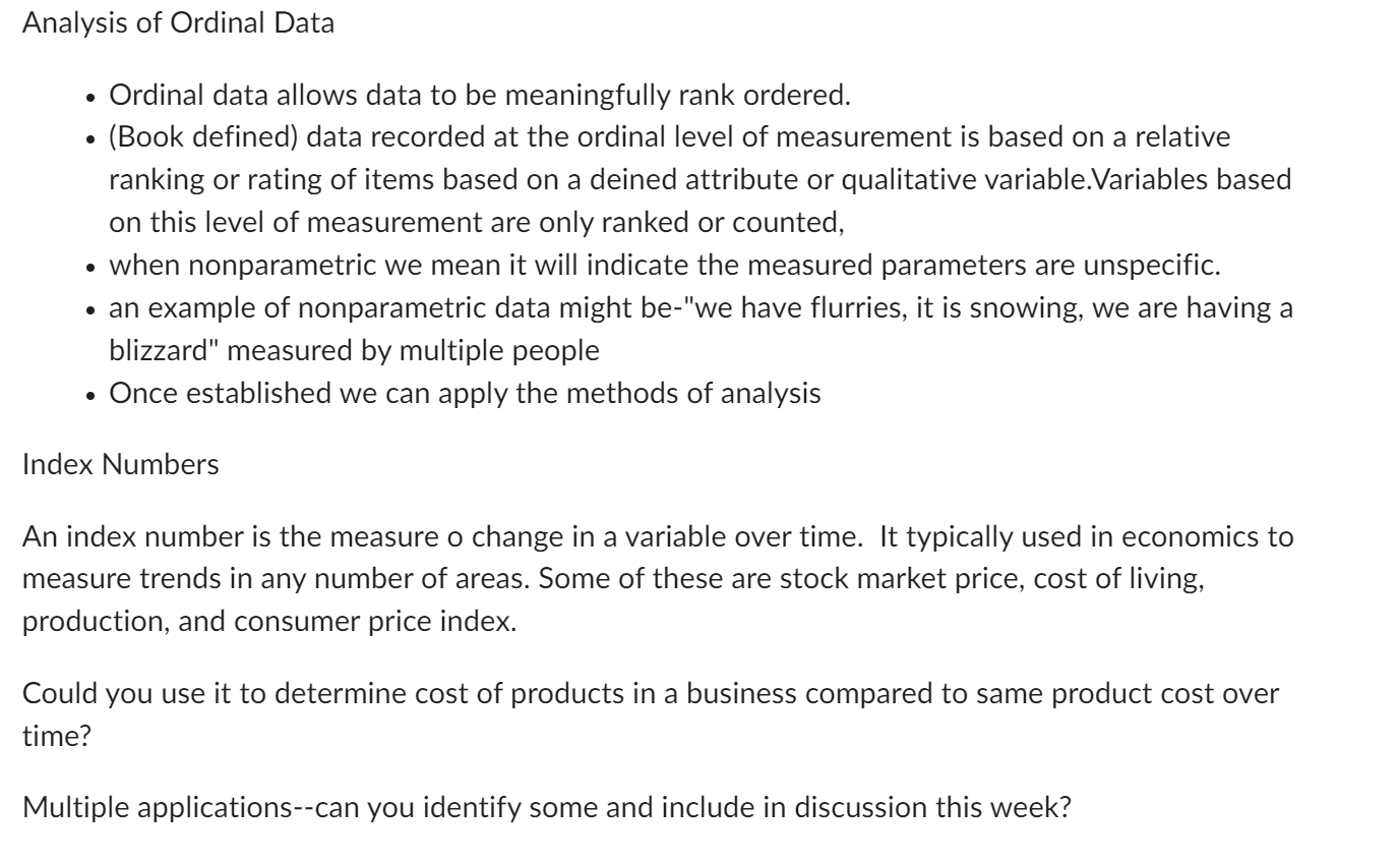 - Ordinal data allows data to be meaningfully rank | Chegg.com