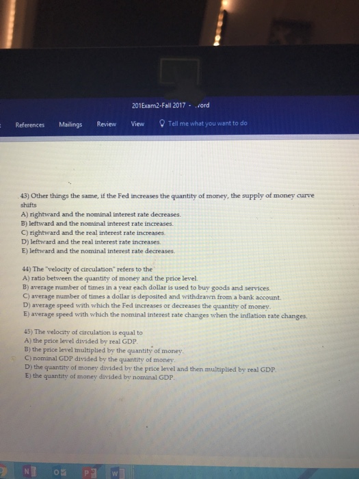 Solved 201Exam2-Fall 2017 ord References Mailings ReviewView | Chegg.com