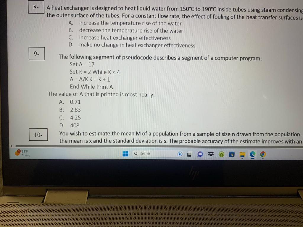 Solved A heat exchanger is designed to heat liquid water | Chegg.com