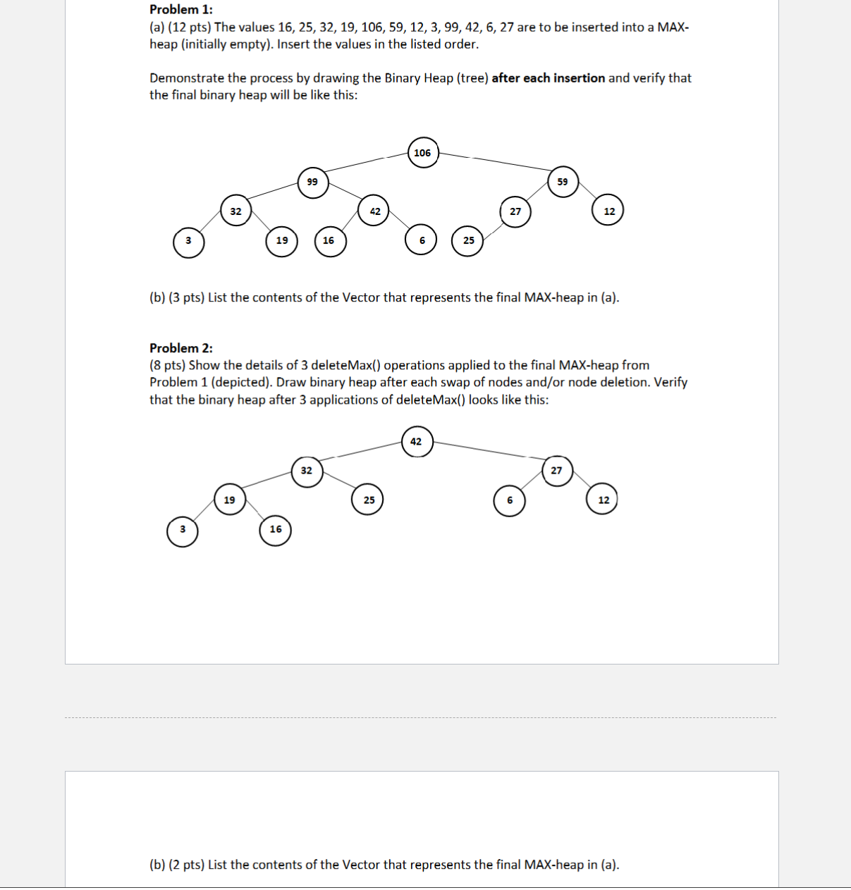 Solved Problem 1:(a) (12 ﻿pts) ﻿The values | Chegg.com