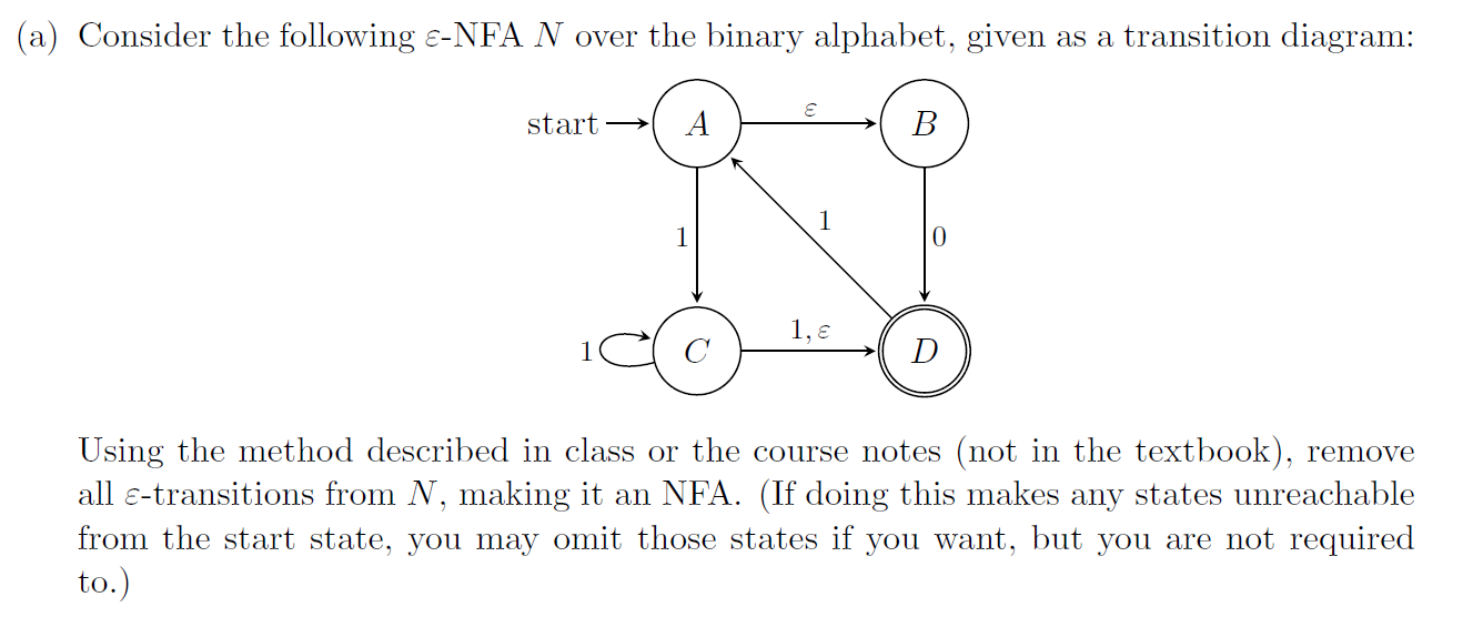 Solved (a) Consider the following e-NFA N over the binary | Chegg.com