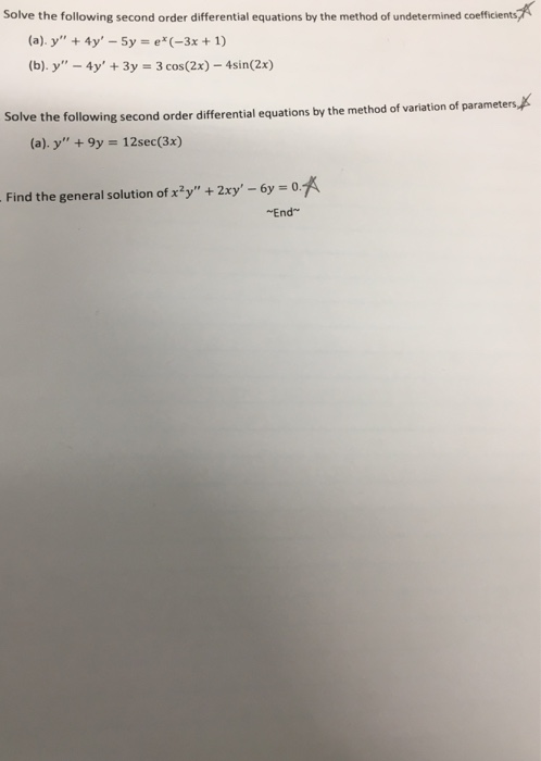 Solved Solve the following second order differential | Chegg.com