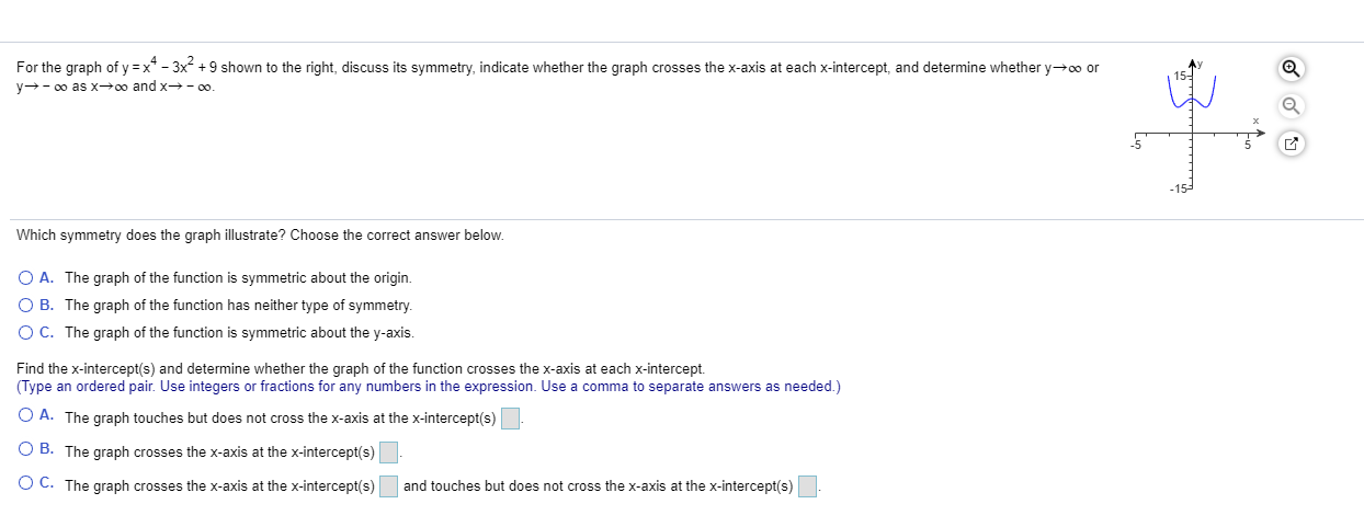 Solved For the graph of y =x -3x9 shown to the right, | Chegg.com
