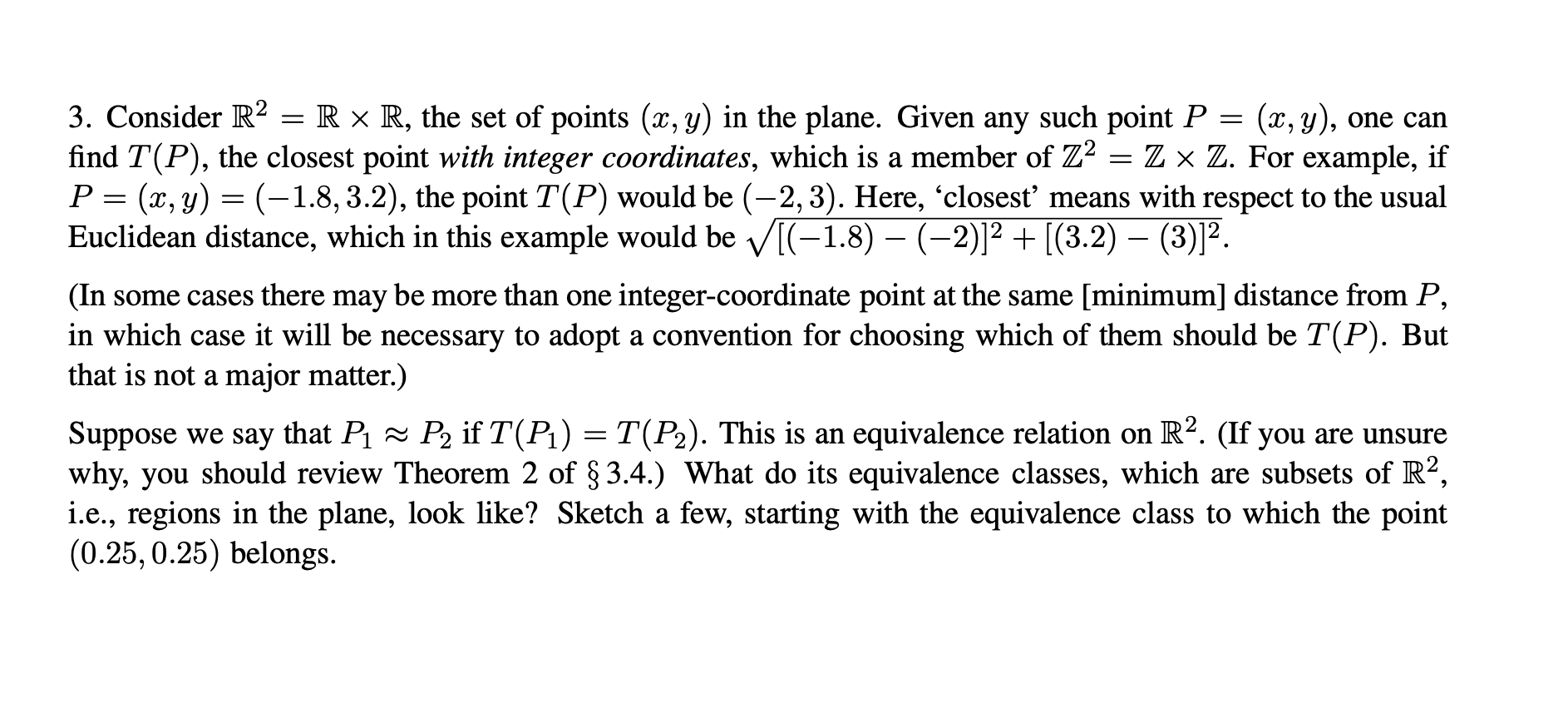 3. Consider R2=R×R, the set of points (x,y) in the | Chegg.com