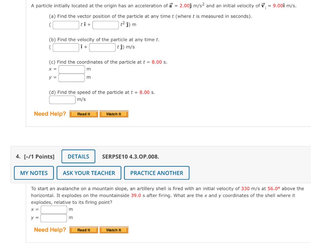 Solved A particle initially located at the origin has an | Chegg.com