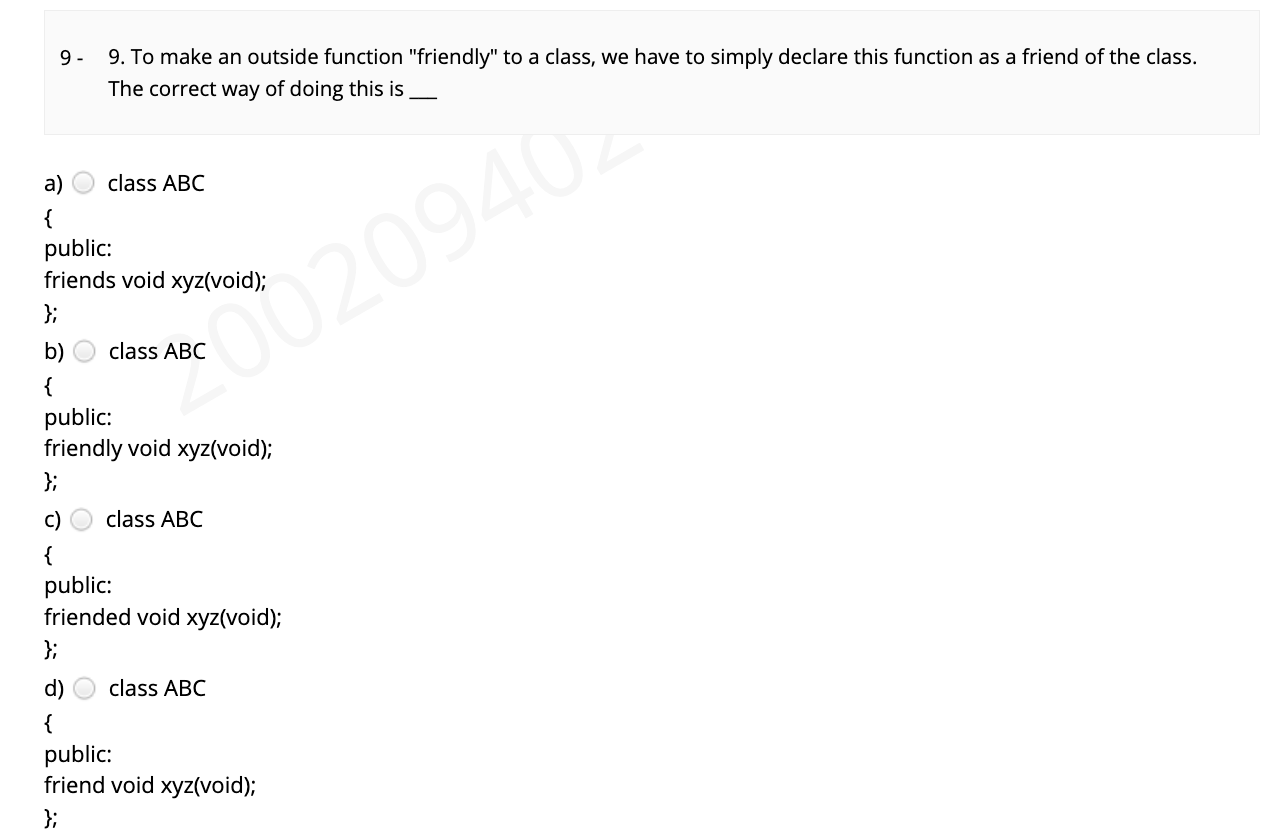 Solved 9 - 9. To make an outside function "friendly" to a | Chegg.com
