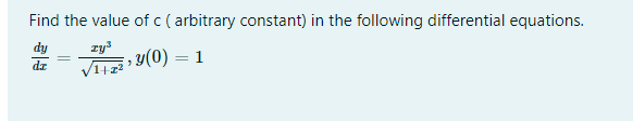 Solved Find the value of c ( arbitrary constant) in the | Chegg.com