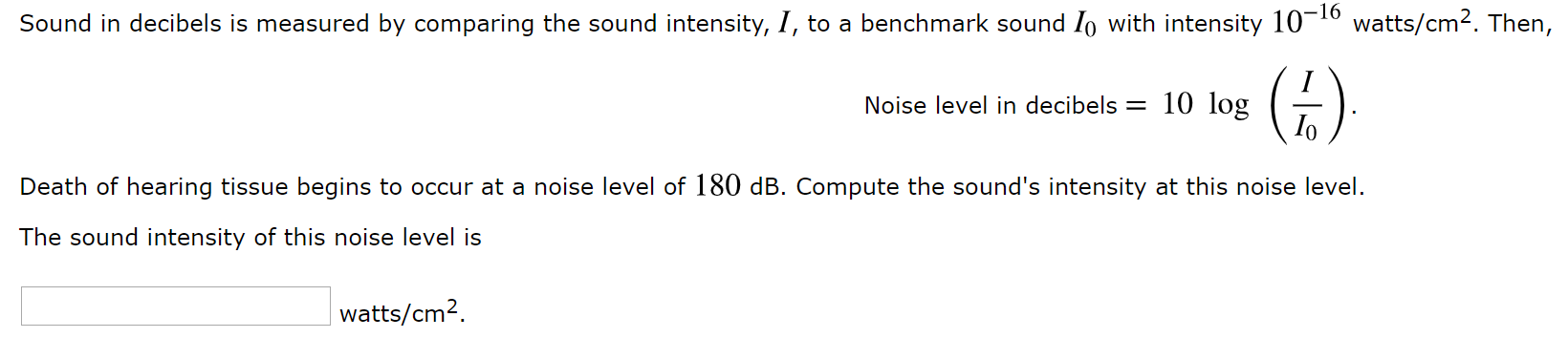 Solved Sound in decibels is measured by comparing the sound | Chegg.com