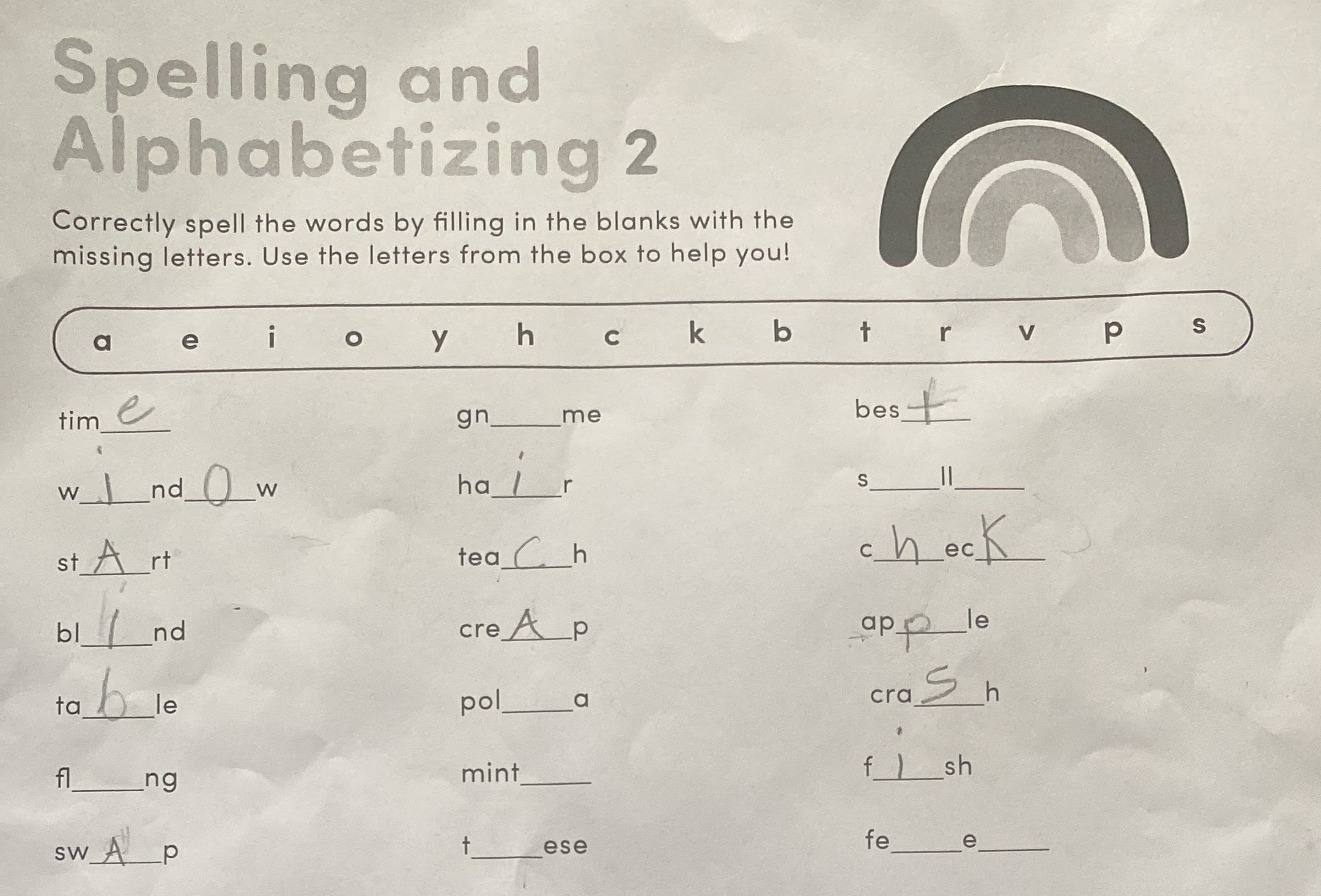 [Solved]: Fill in the blank the missing: Spelling and Alph