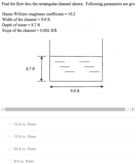 Solved Find the flow thru the rectangular channel shown. | Chegg.com