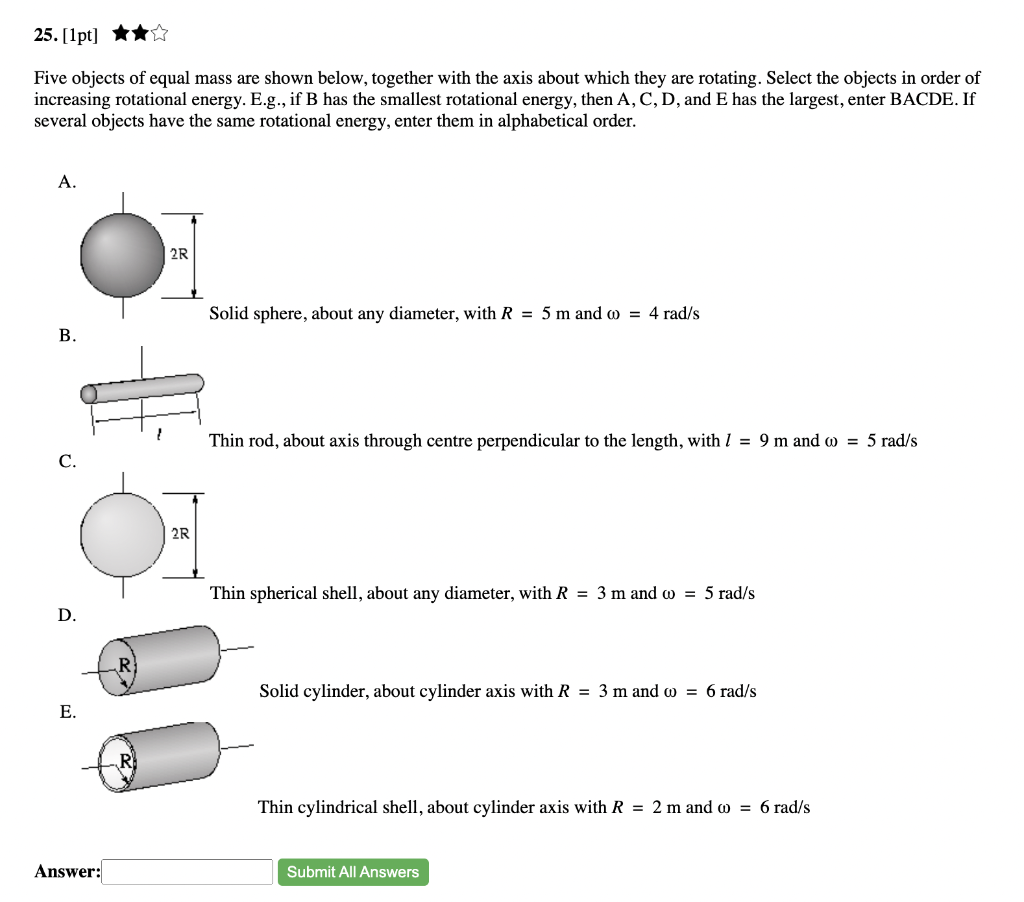 Solved Five objects of equal mass are shown below, together | Chegg.com