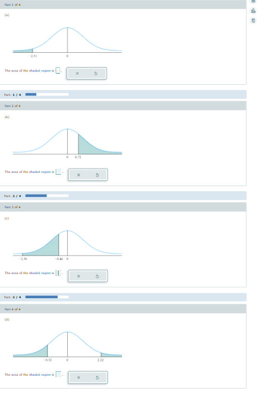Solved Find each of the shaded areas under the standard | Chegg.com