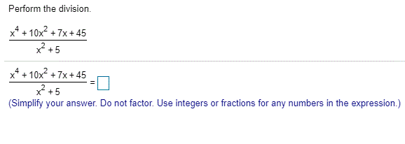 Solved Perform the division. xx+7x +45 x1x+7x+45 X 5 | Chegg.com