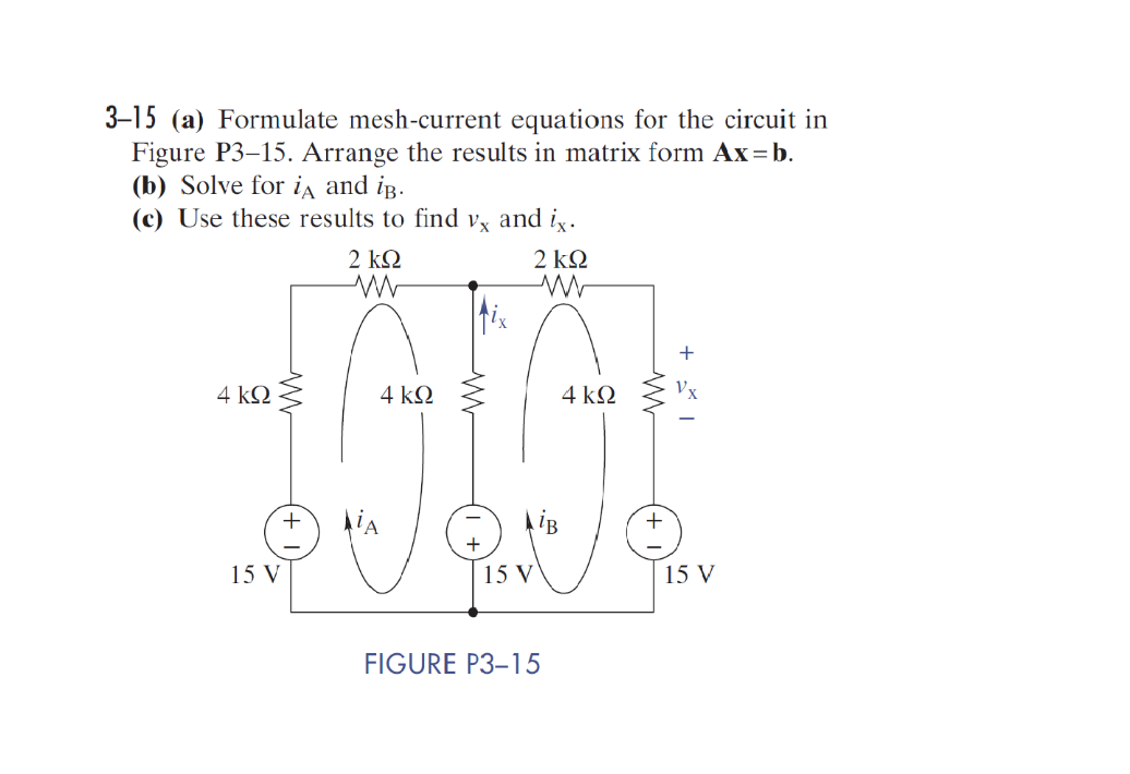 Solved 3–15 (a) Formulate mesh-current equations for the | Chegg.com
