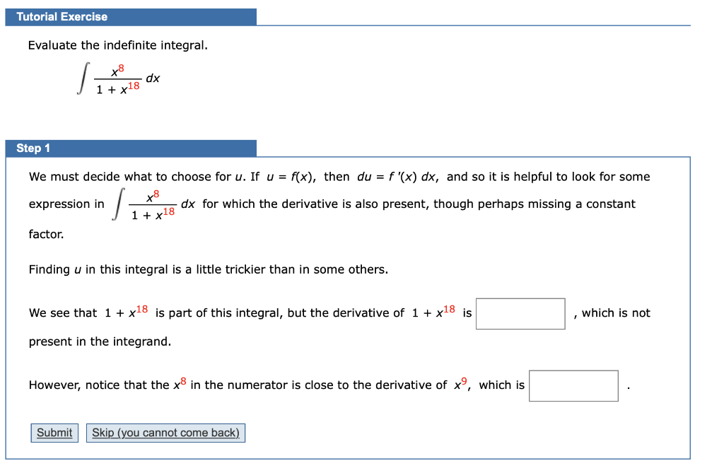 Solved Tutorial Exercise Evaluate the indefinite integral. | Chegg.com
