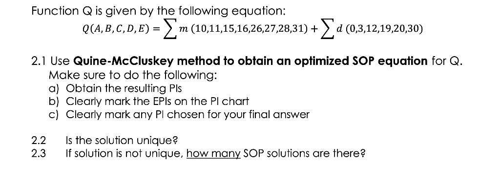 Solved Function Q is given by the following equation: | Chegg.com
