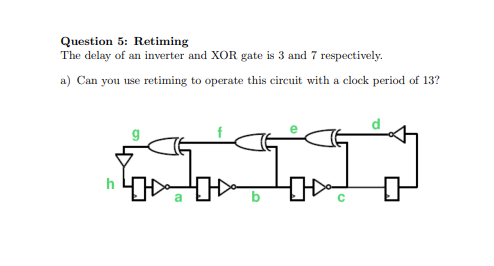 Solved Question 5: RetimingThe delay of an inverter and XOR | Chegg.com