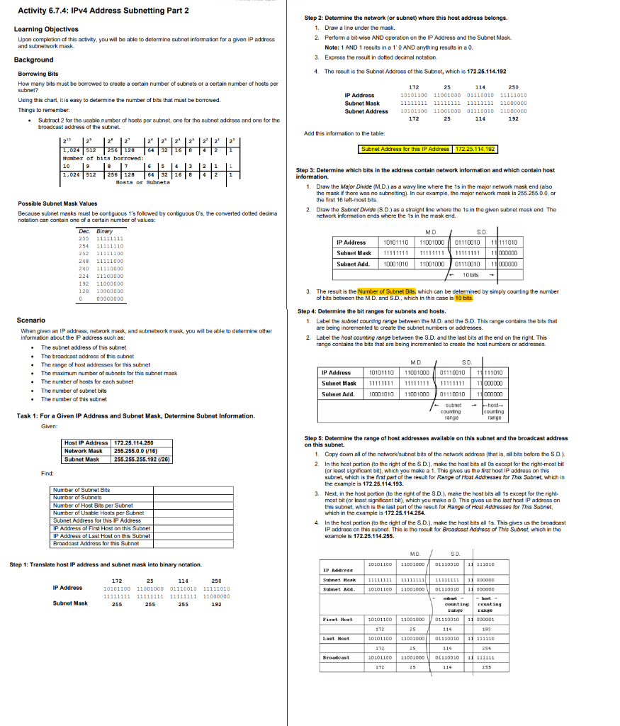 Activity 6 7 3 Ipv4 Address Subnetting Part 1