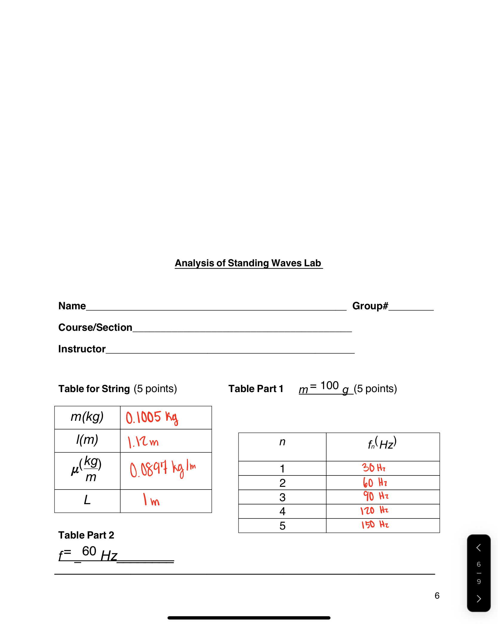 Solved Table for String (5 points) Table Part 2Sample | Chegg.com