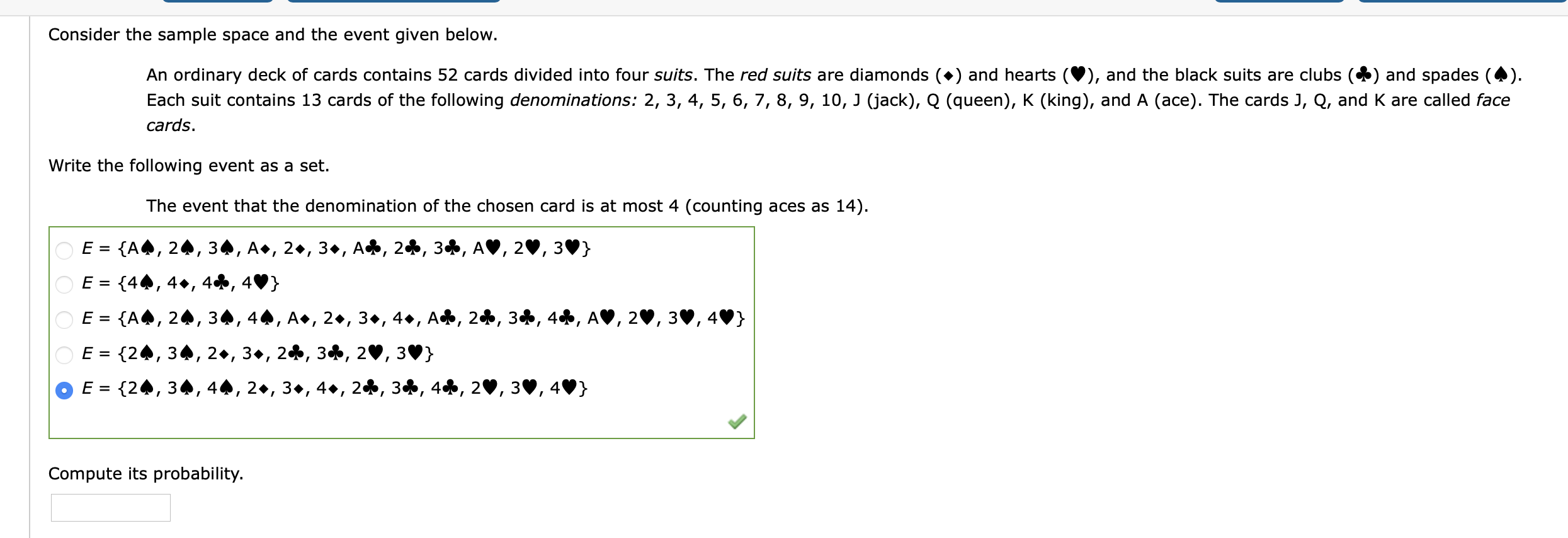 Solved Consider the sample space and the event given below. | Chegg.com