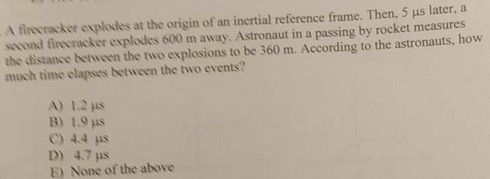 Solved A firecracker explodes at the origin of an inertial | Chegg.com