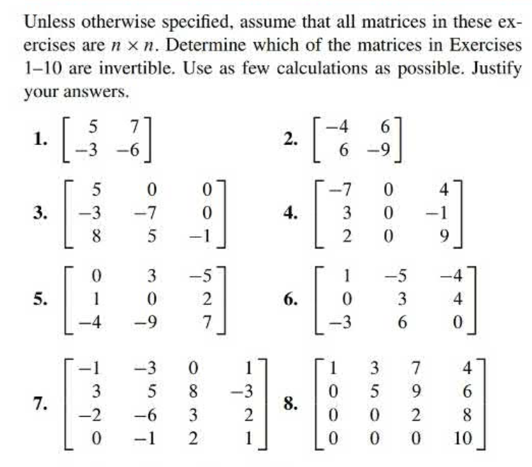 Solved Unless otherwise specified, assume that all matrices | Chegg.com