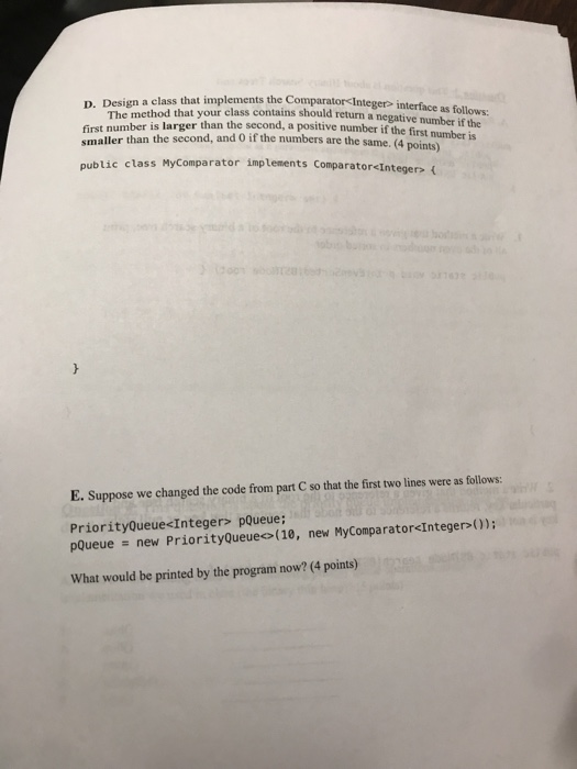 Solved D. Design a class that implements the Comparator | Chegg.com