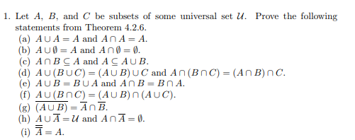 Solved Let A, B, and C be subsets of some universal set U. | Chegg.com