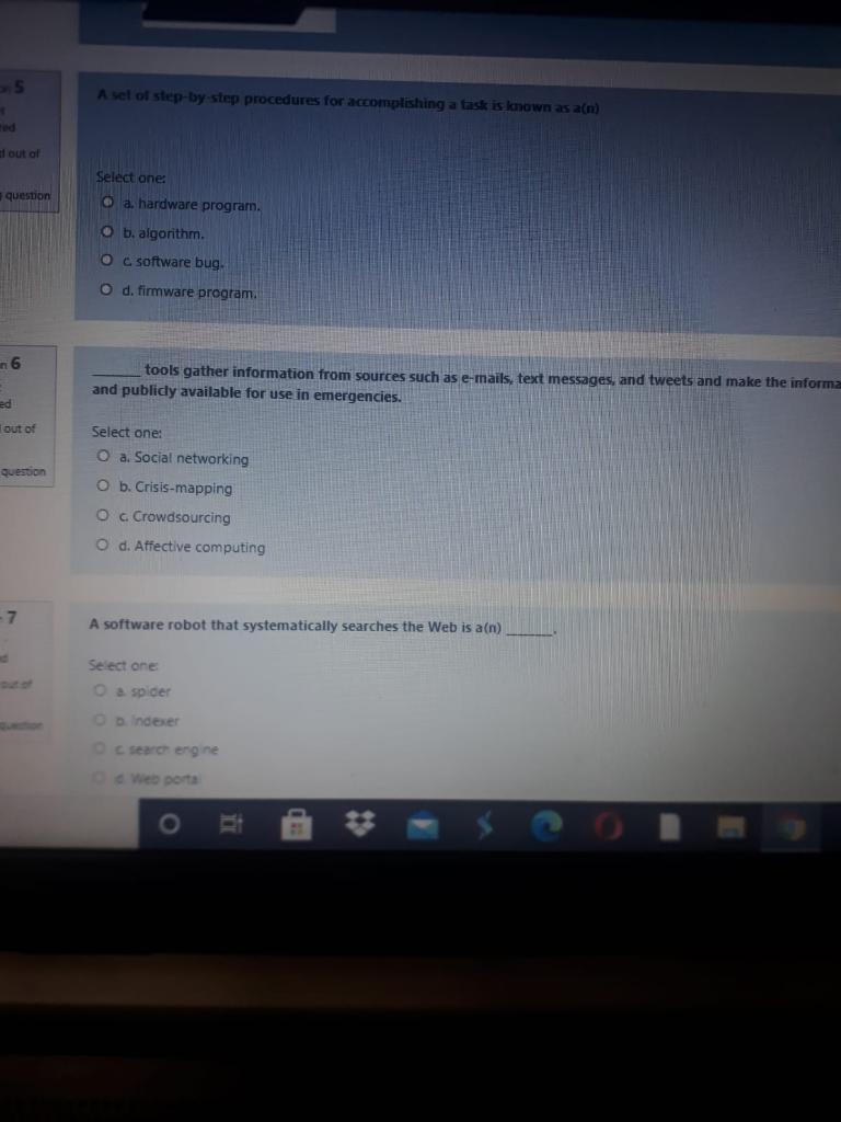 Solved 5 A set of step-by-step procedures for accomplishing | Chegg.com