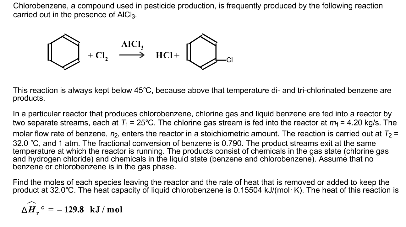 Solved Chlorobenzene, a compound used in pesticide | Chegg.com