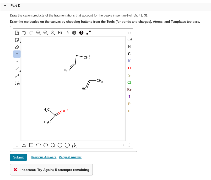 Solved Part D Draw the cation products of the fragmentations | Chegg.com