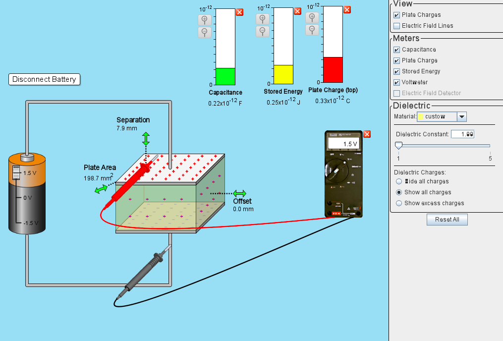 Solved Click on the "Dielectrics" tab in the Capacitor Lab. | Chegg.com