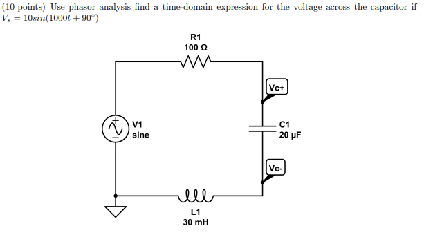 Solved (10 points) Use phasor analysis find a time-domain | Chegg.com
