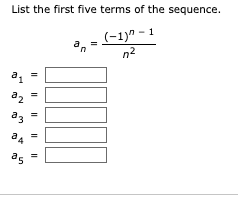 Solved List the first five terms of the sequence. | Chegg.com