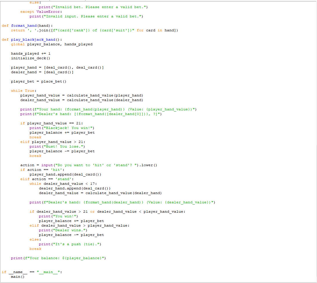 Solved For this we will be simulating the game of blackjack. | Chegg.com