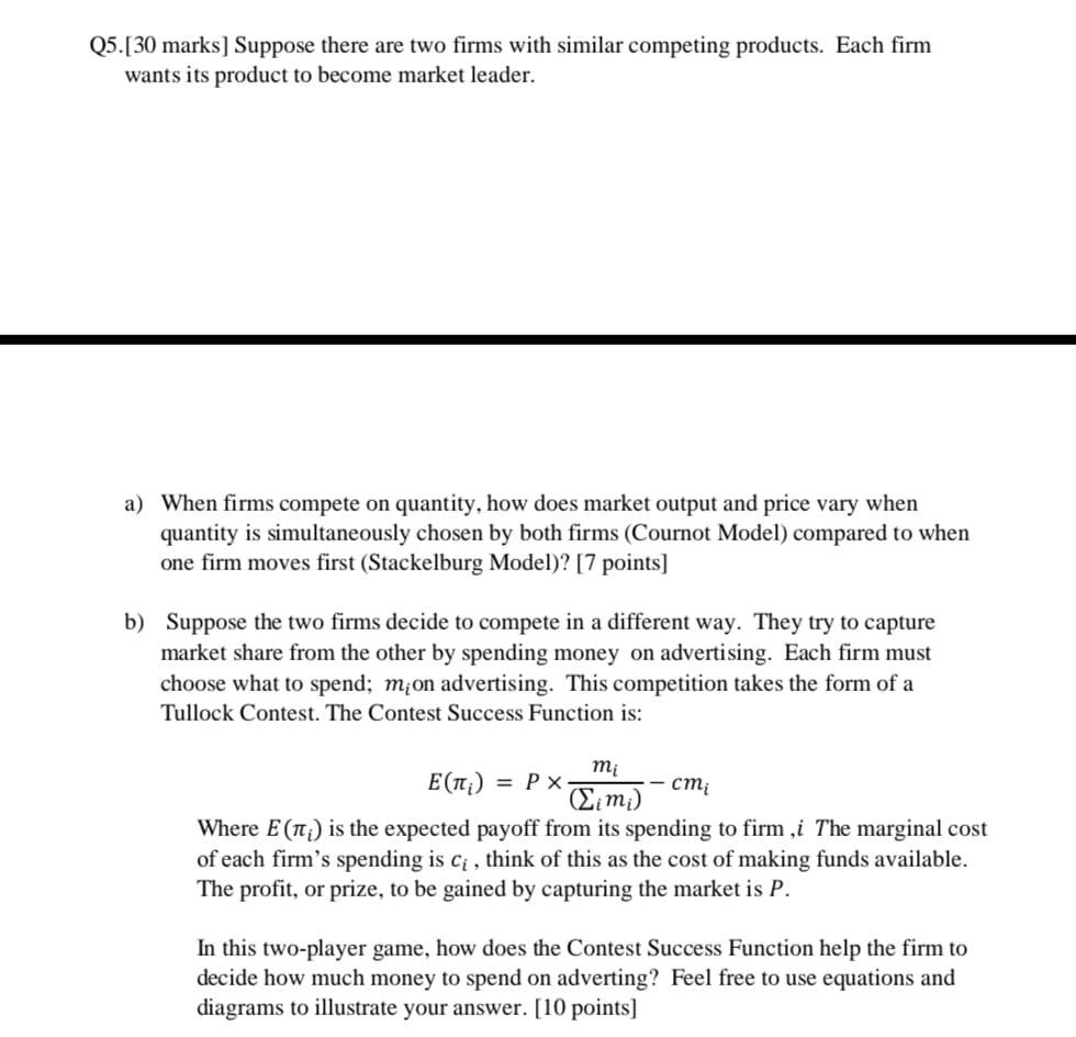 Q5.[30 marks] Suppose there are two firms with | Chegg.com