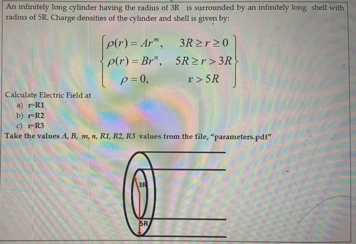 Solved An infinitely long cylinder having the radius of 3R | Chegg.com