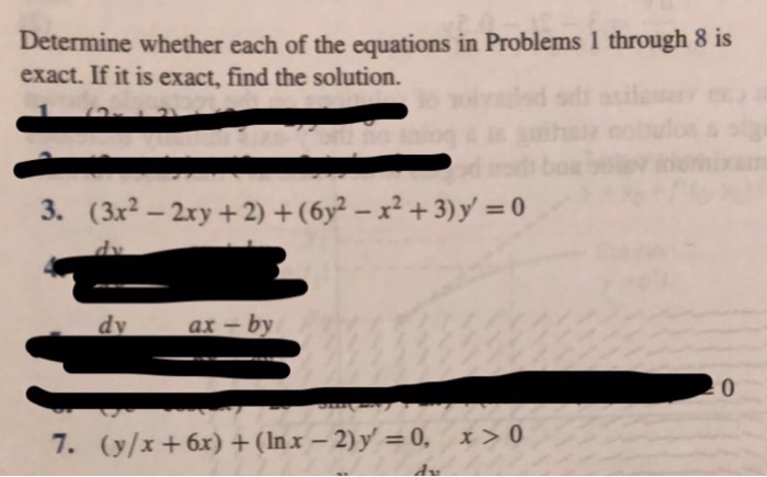 Solved Determine whether each of the equations in Problems 1 | Chegg.com
