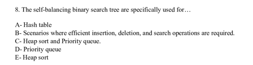 Solved 8. The self-balancing binary search tree are | Chegg.com