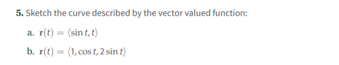 Solved 5. Sketch the curve described by the vector valued | Chegg.com