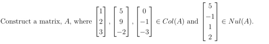 struct a matrix, A, where | Chegg.com